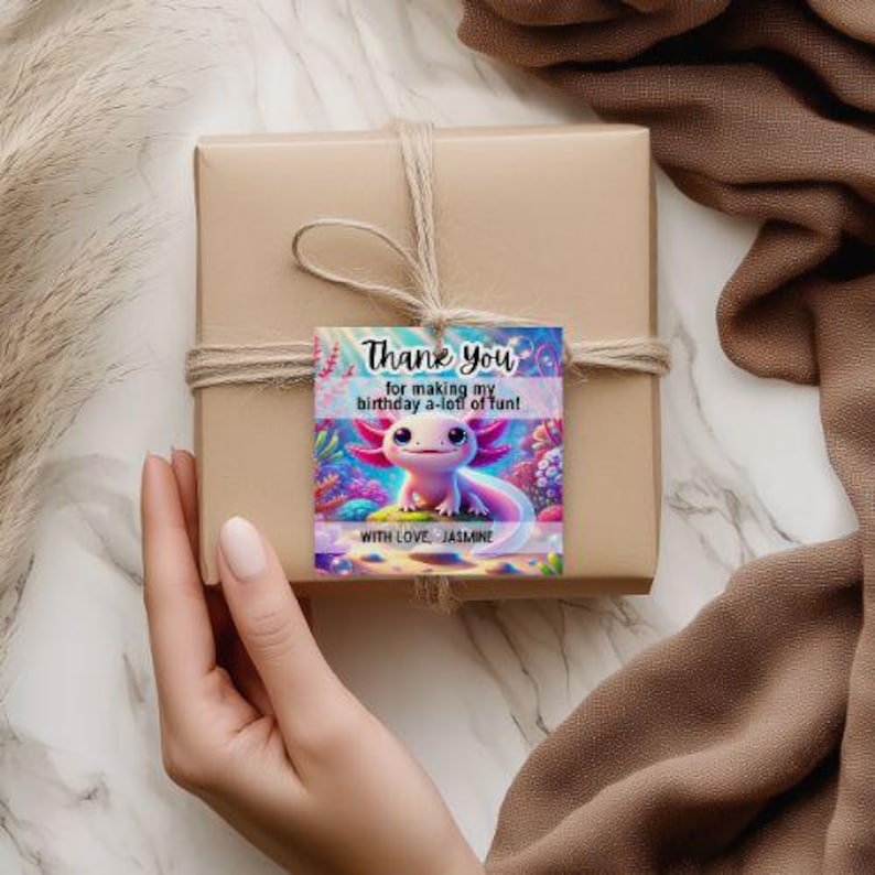 Editable Axolotl Birthday Favor Tags – Editable Canva Template ...