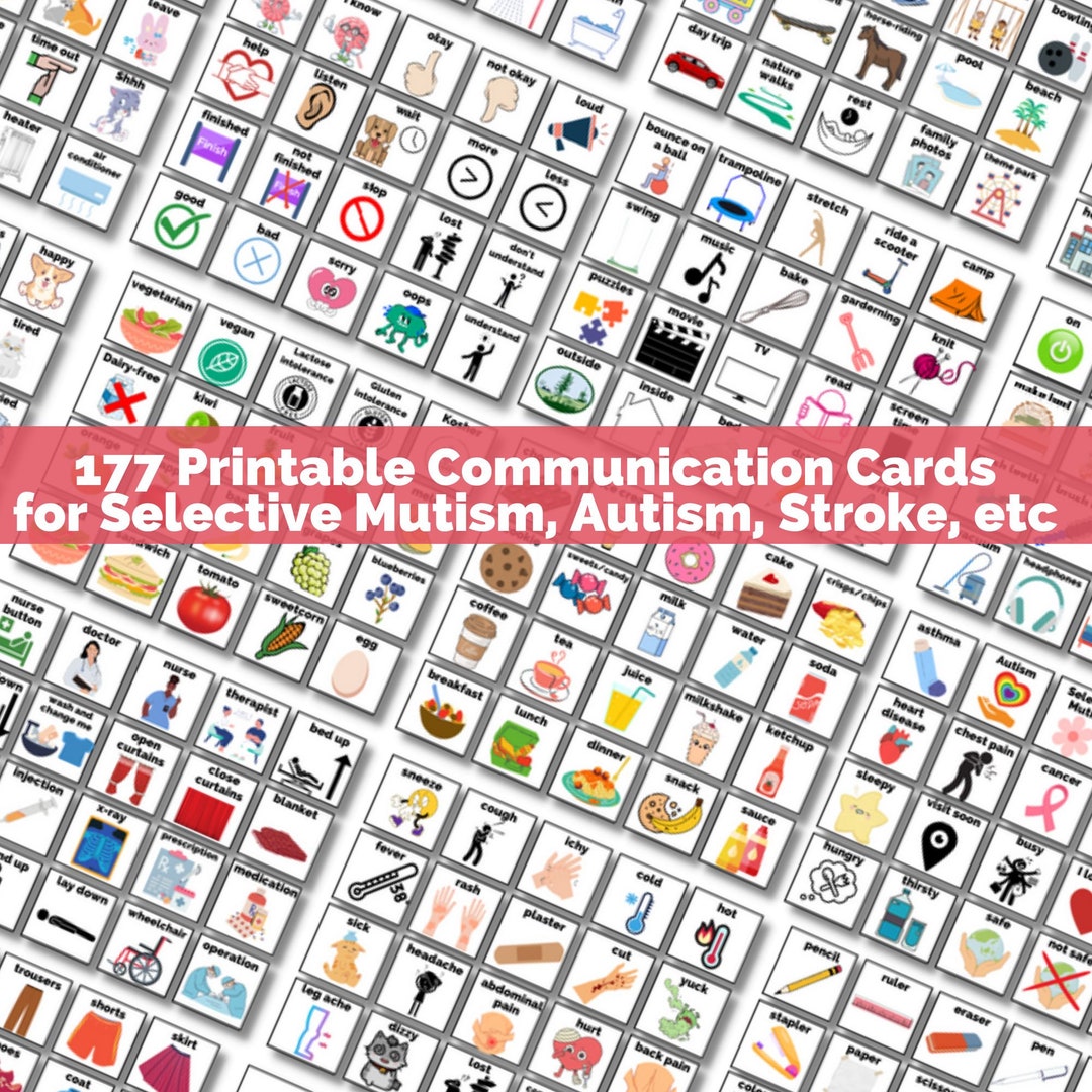 177 Communication Cards With Pictures- Selective Mutism - Autism ...