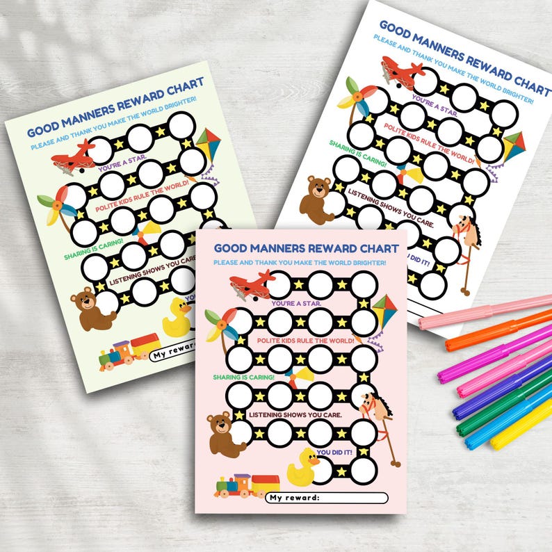Good Manners Reward Chart -teaching Good Behavior Printable - Positive ...