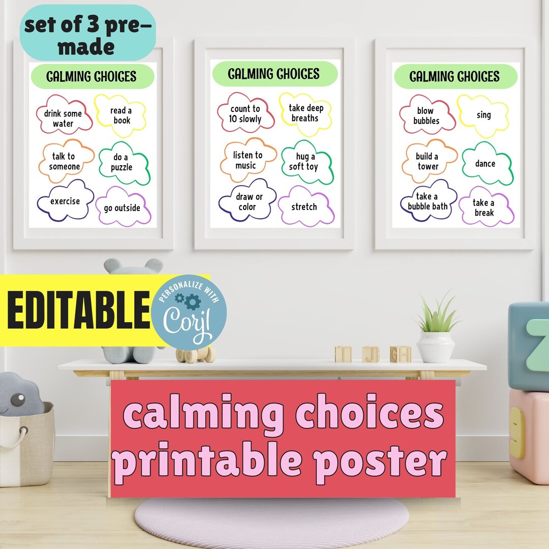 Editable Calming Strategies Poster, Carming Choices , Calm Corner ...