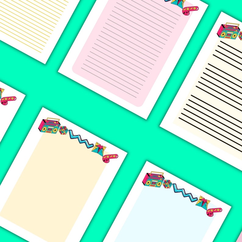 90s Nostalgia Stationary Paper. Printable Writing Stationery | Etsy