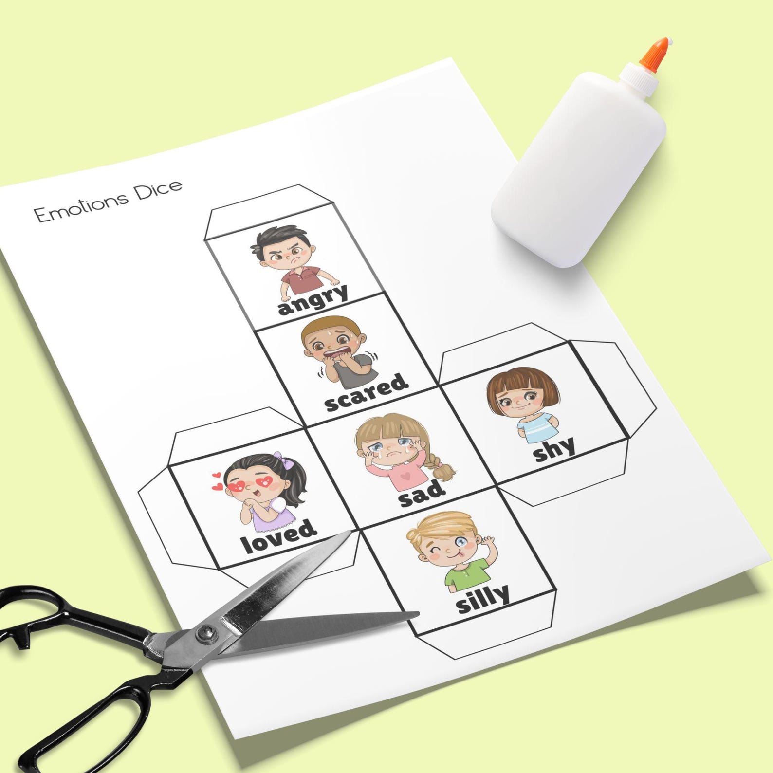 Printable Emotions Dice Cube, Feelings and Emotions Cubes, Printable ...