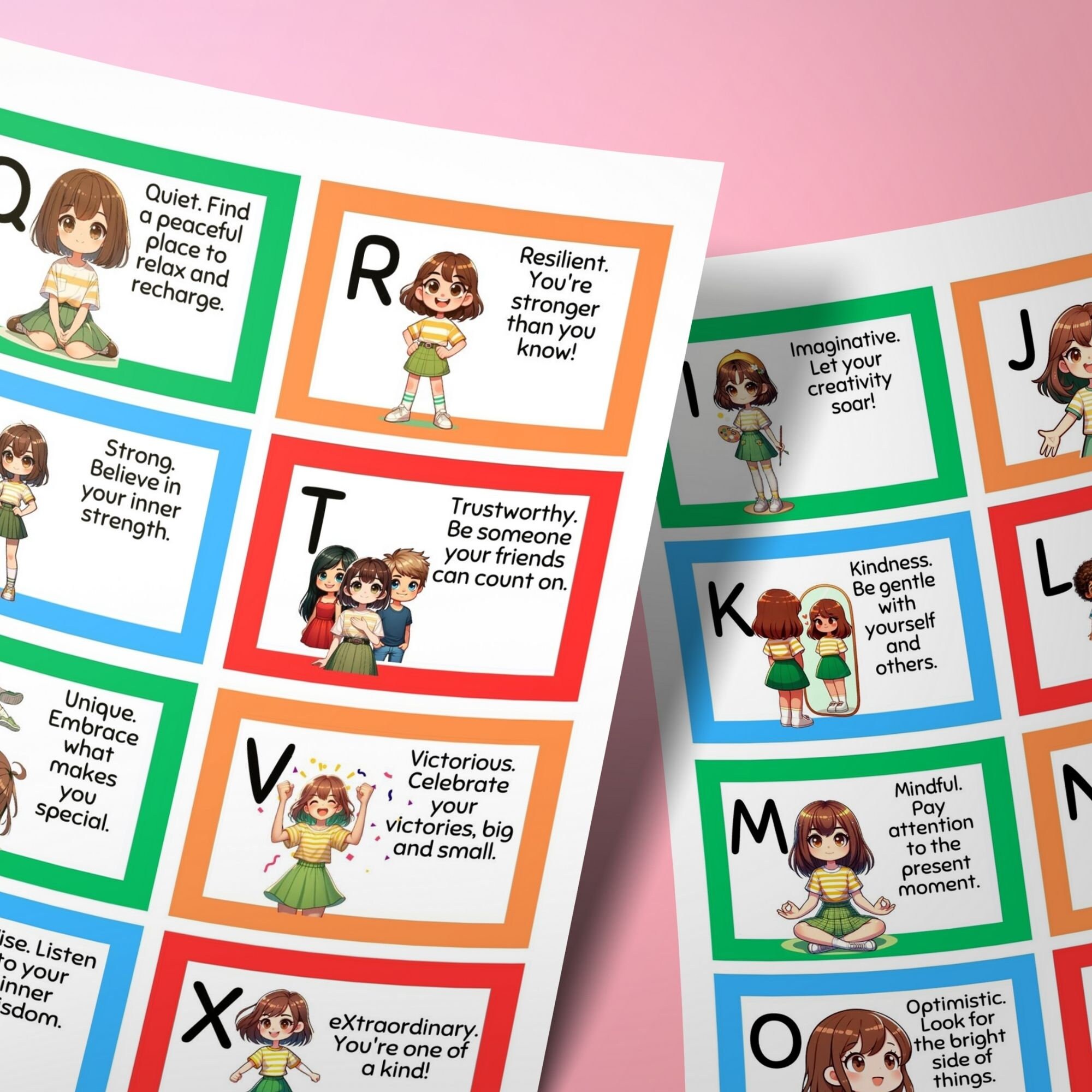 Girls Printable Inspirational Alphabet Cards & Poster Set Empower Kids ...