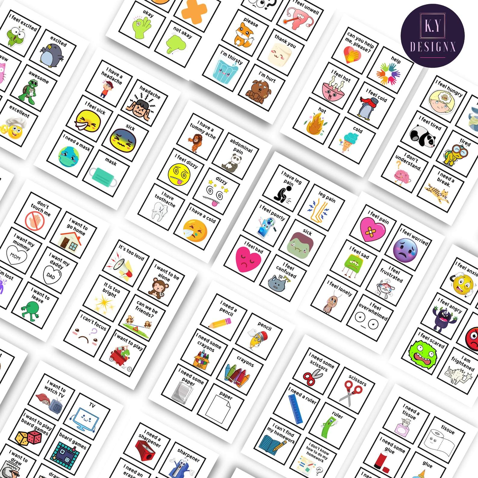 144 Printable Communication Cards for Children Autism, Selective Mutism ...