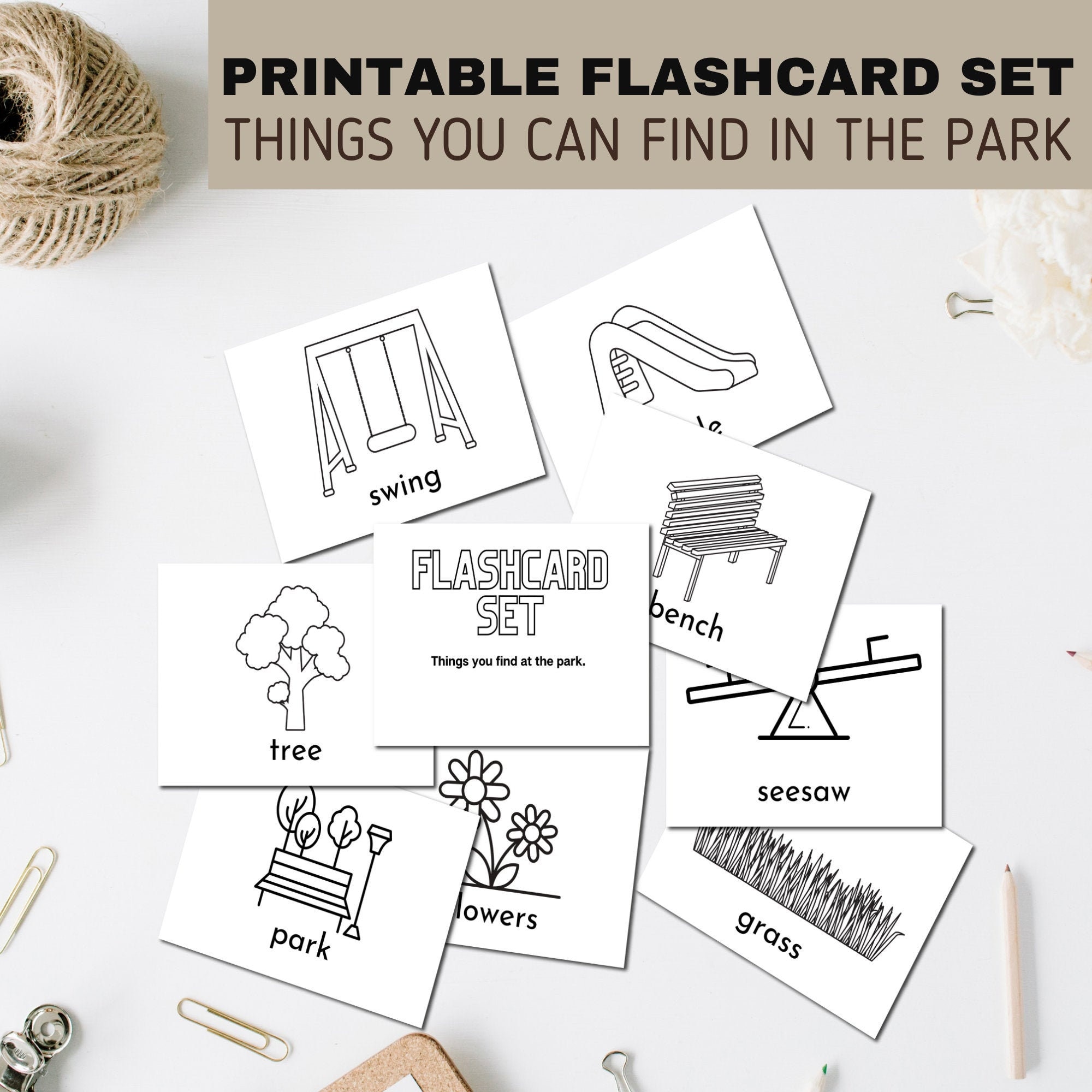 Printable Park Flashcards, Things at the Park, Park Coloring Sheets ...