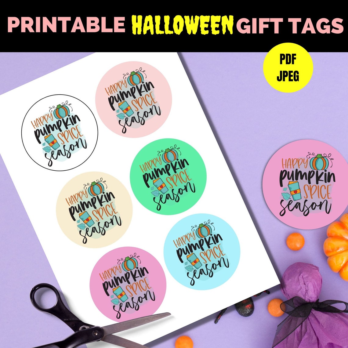 Halloween Printable Gift Tags, Halloween PRINTABLE Treat Tags ...