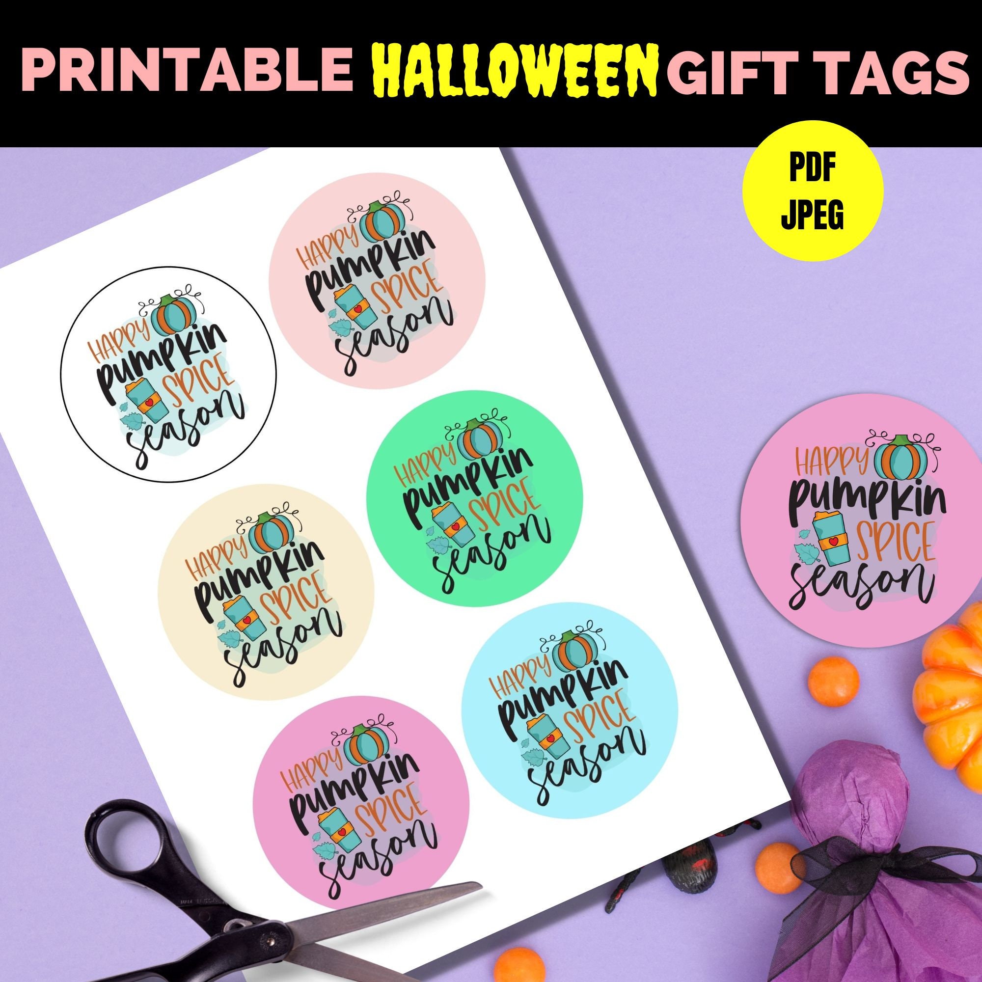 Halloween Printable Gift Tags, Halloween PRINTABLE Treat Tags ...