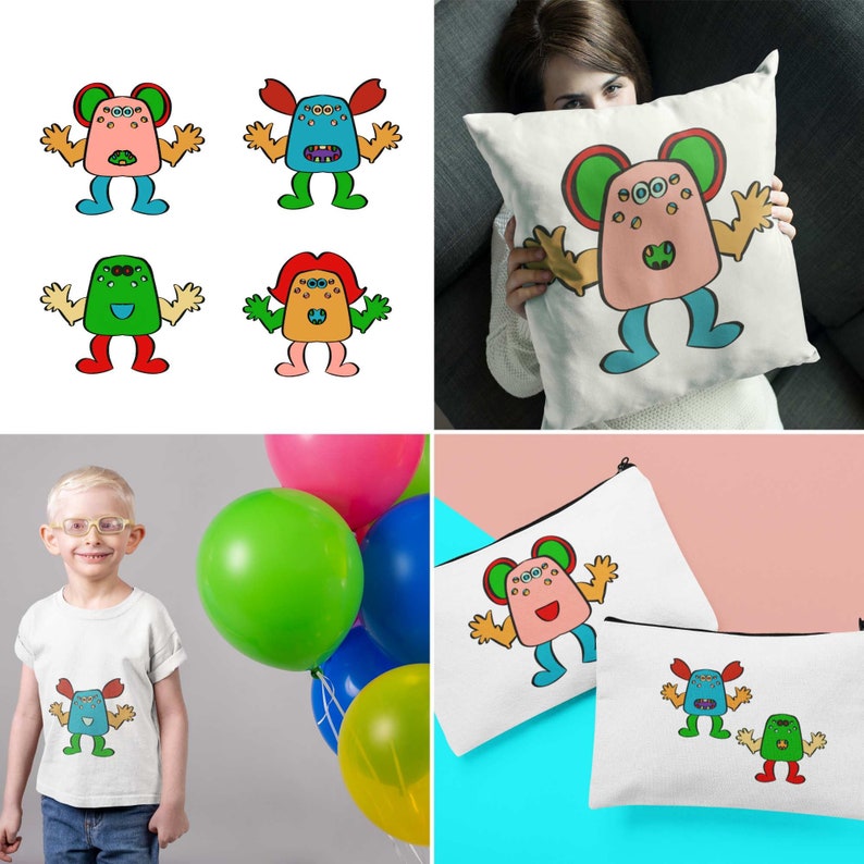 Monster Clipart Monster Digital Papers Alien Clipartmonster - Etsy