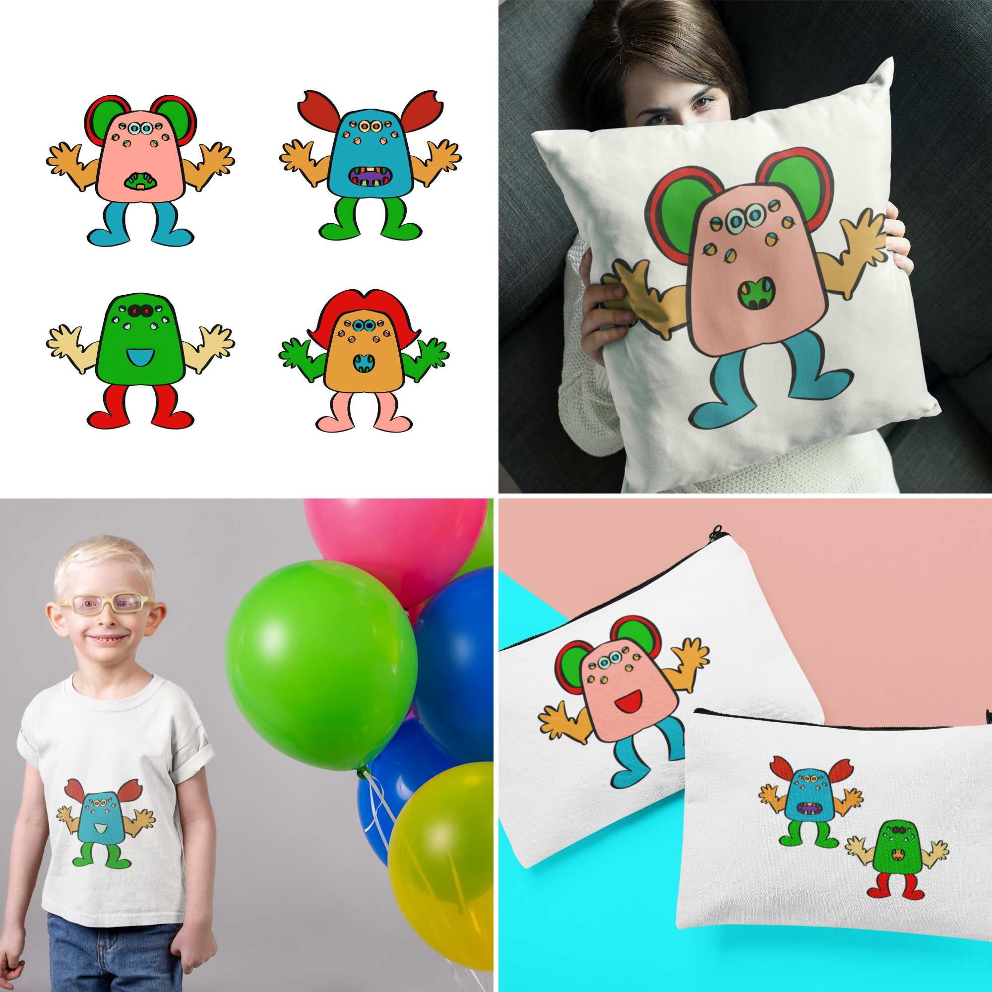 Monster Clipart Monster Digital Papers Alien Clipartmonster - Etsy