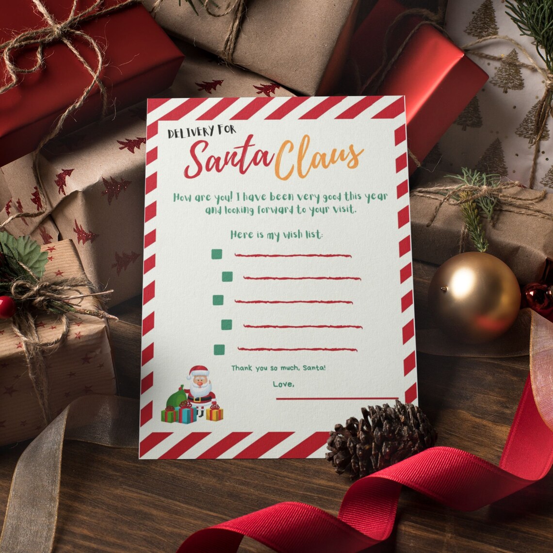 Letter to Santa, Printable Letter to Santa, Kids Christmas Printable ...