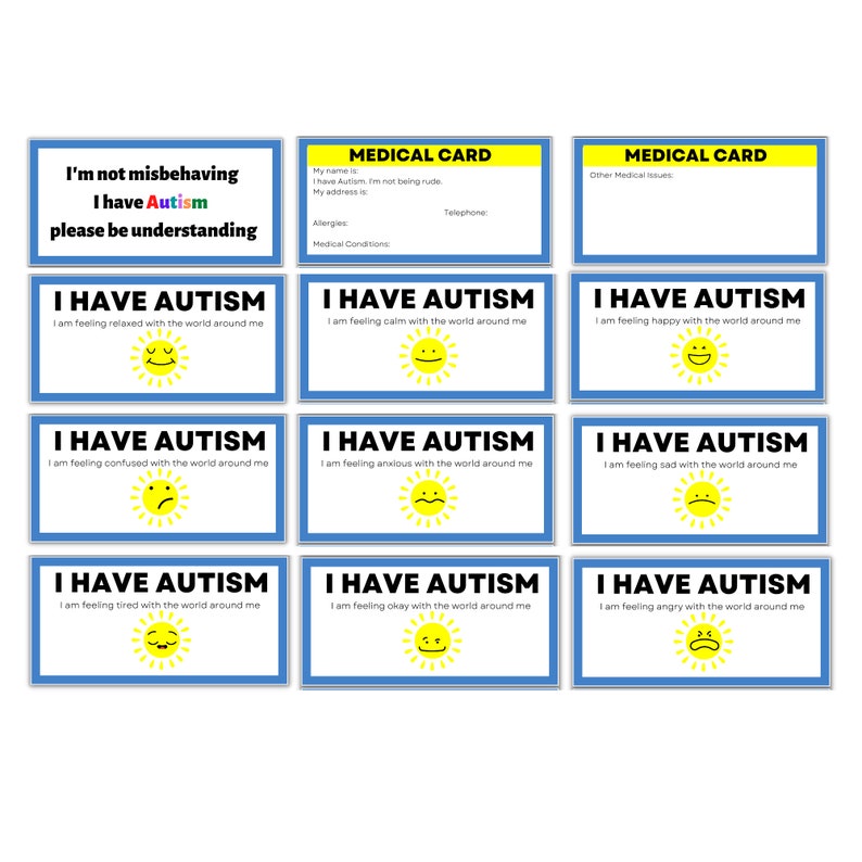 I Have Autism, Autism Awareness Medical ID Card Autism Printable ...