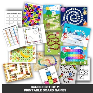 11 Printable Games for Kids Bundle Set Printable Dice Family Board Game ...