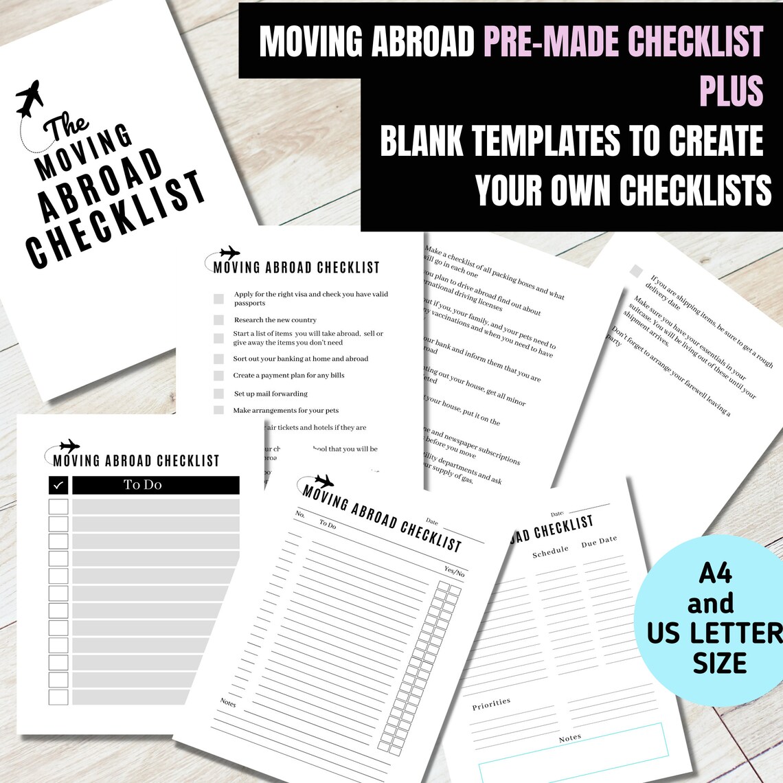 Moving Abroad Checklist | Printable Moving Checklist | Pre-made Moving ...