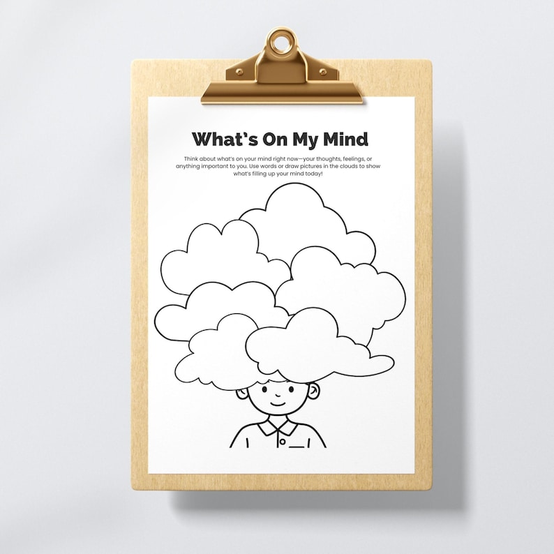 What's on My Mind Printable Worksheet, Art Therapy, Children’s Feelings ...