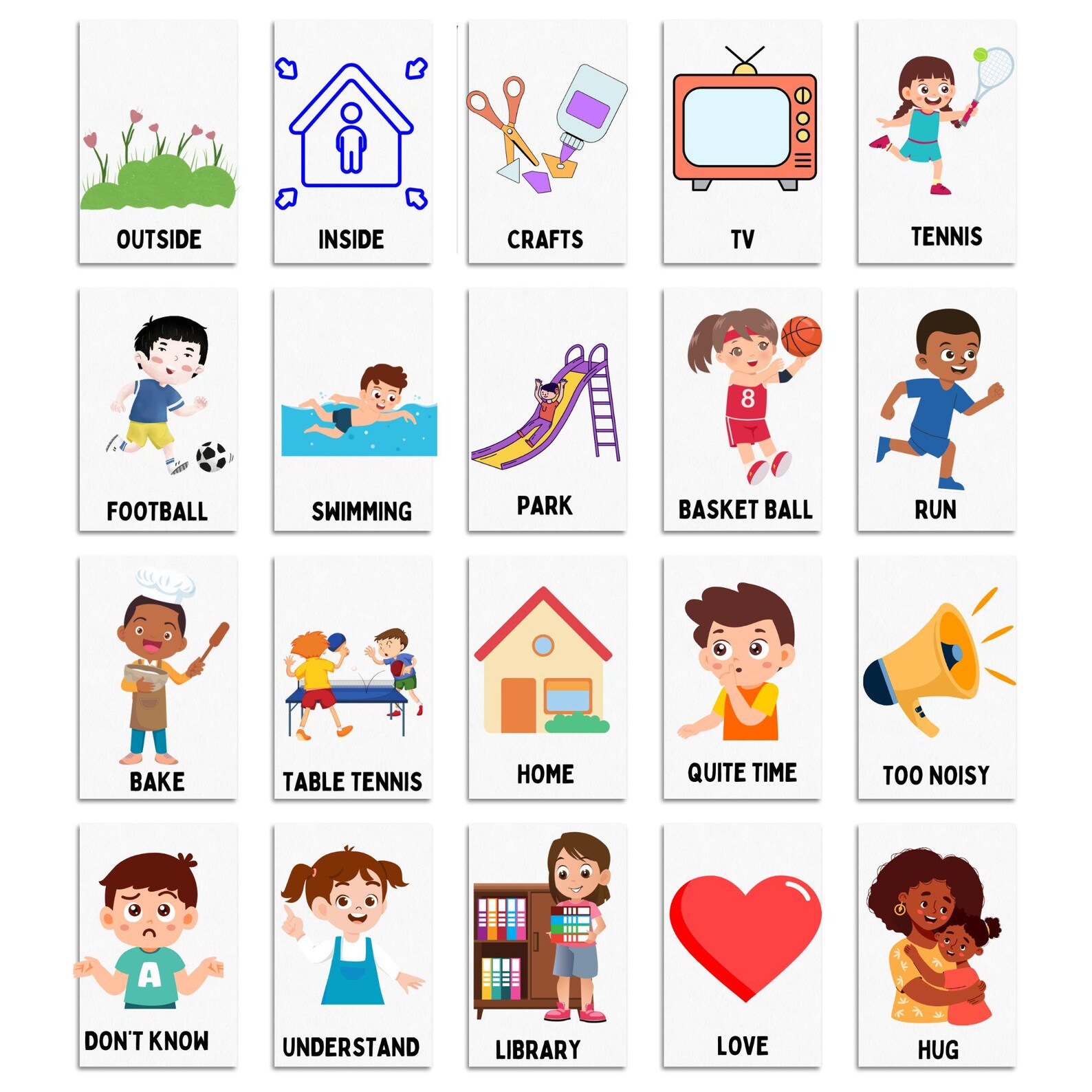 Printable Picture Exchange Cards -A4 - Children - Non=verbal ...