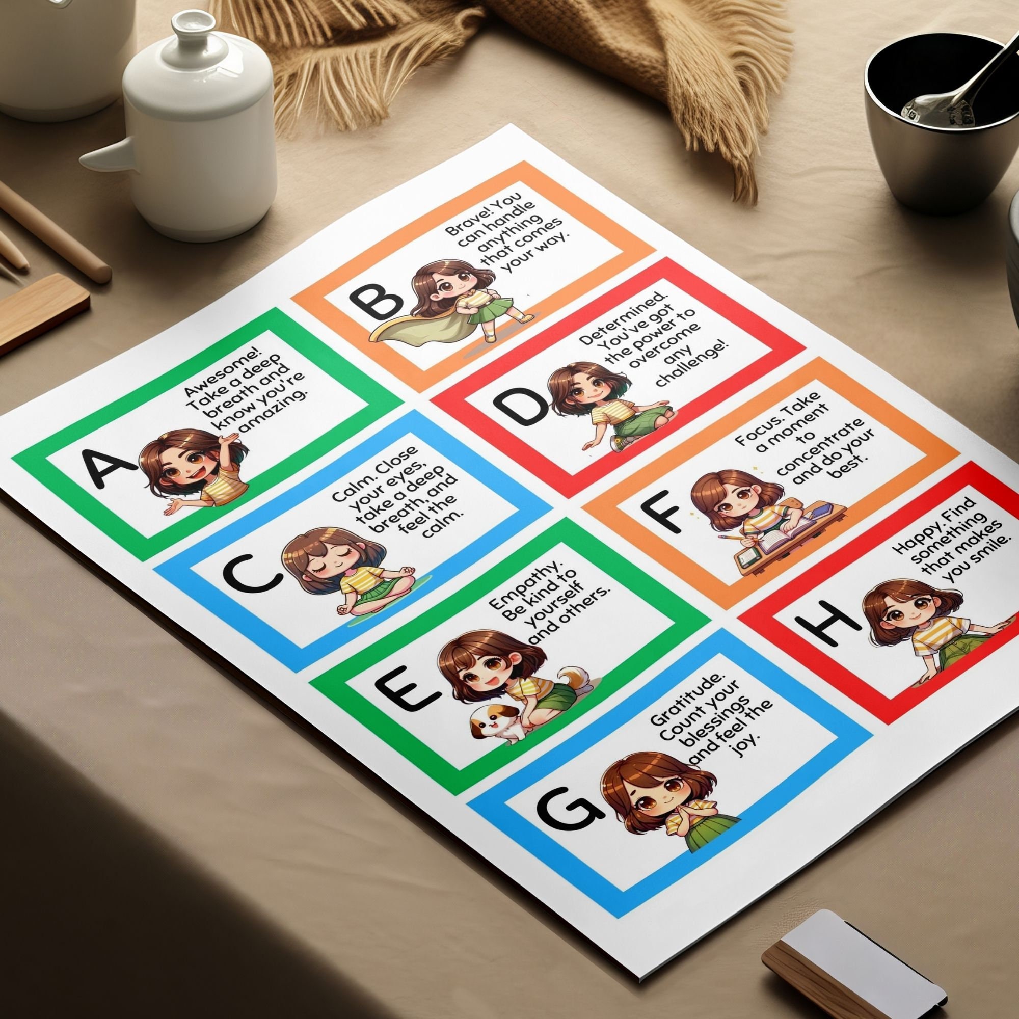 Girls Printable Inspirational Alphabet Cards & Poster Set Empower Kids ...