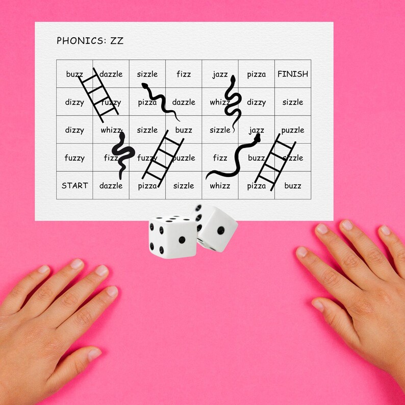 Printable Phonics Snakes and Ladders Game, Phonics ZZ, ESL Phonics ...