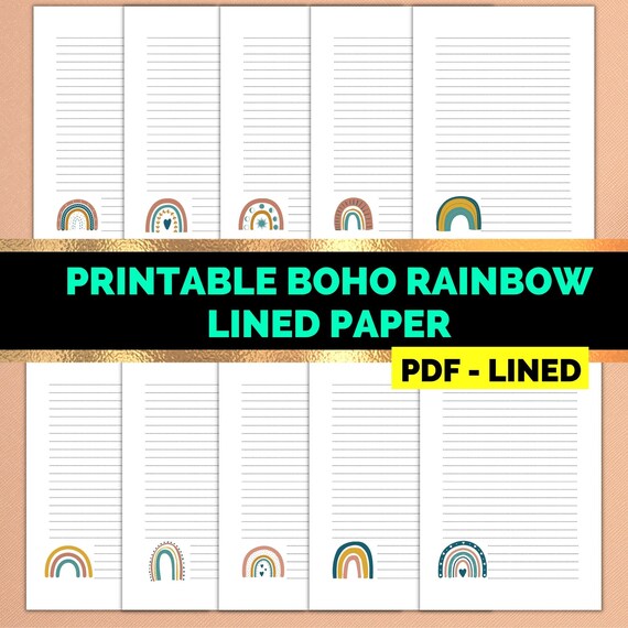Boho Rainbow Letter Writing Paper Printable Rainbow Digital - Etsy