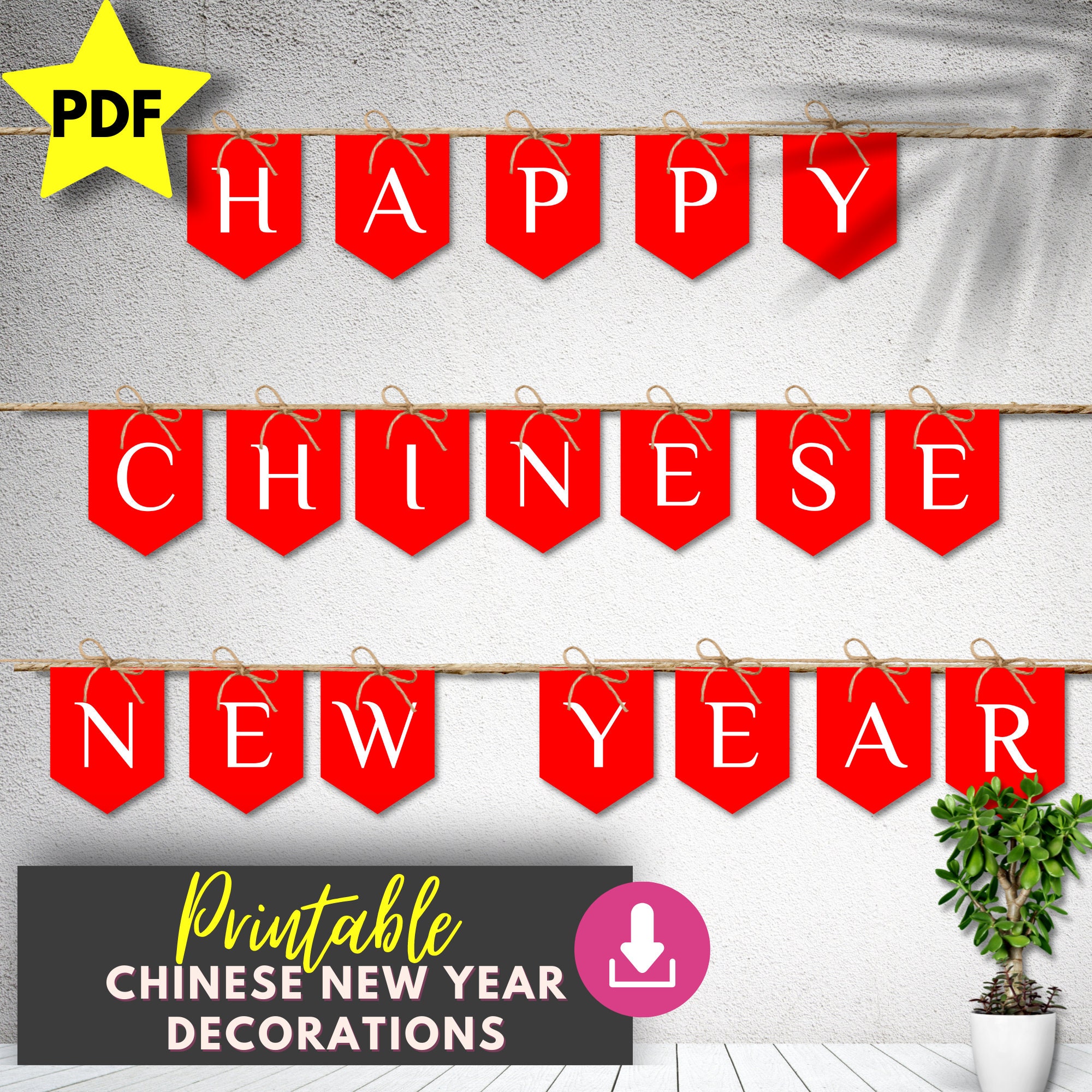 Printable Happy Chinese New Year Decoration, Lunar Year Printable ...