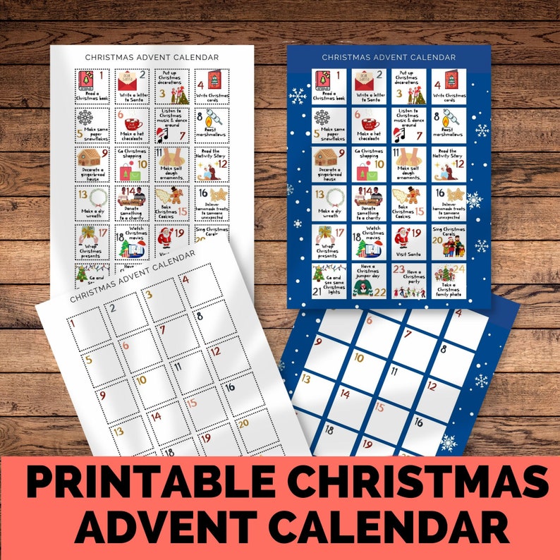 Printable Christmas Advent Calendar, DIY Xmas, Family Advent Activities ...