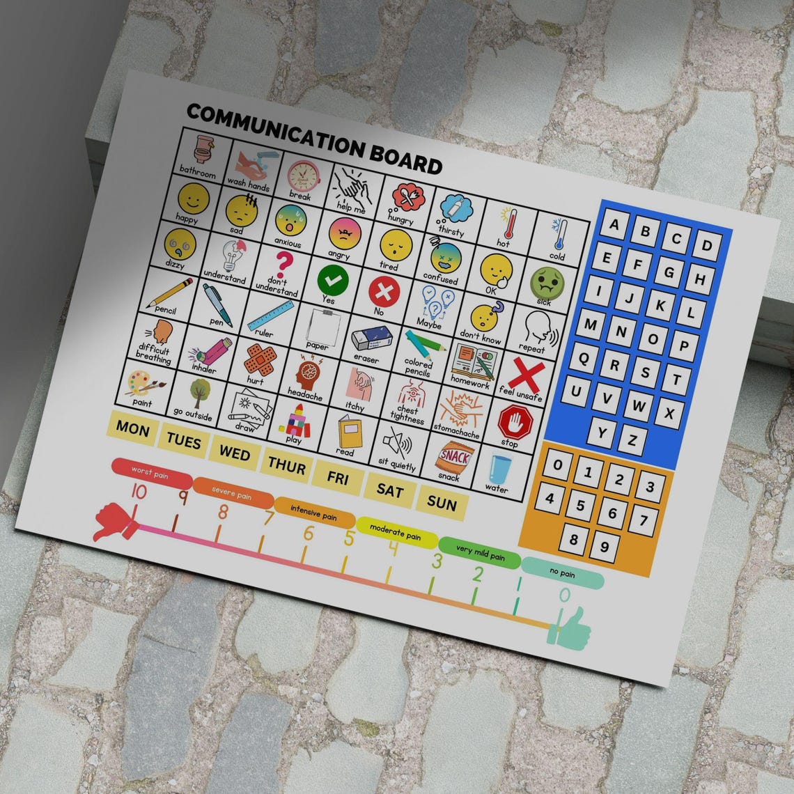 Printable Communication Board for School Environment, Selective Mutism ...