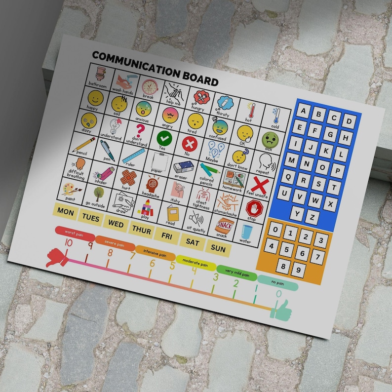 Printable Communication Board for School Environment, Selective Mutism ...