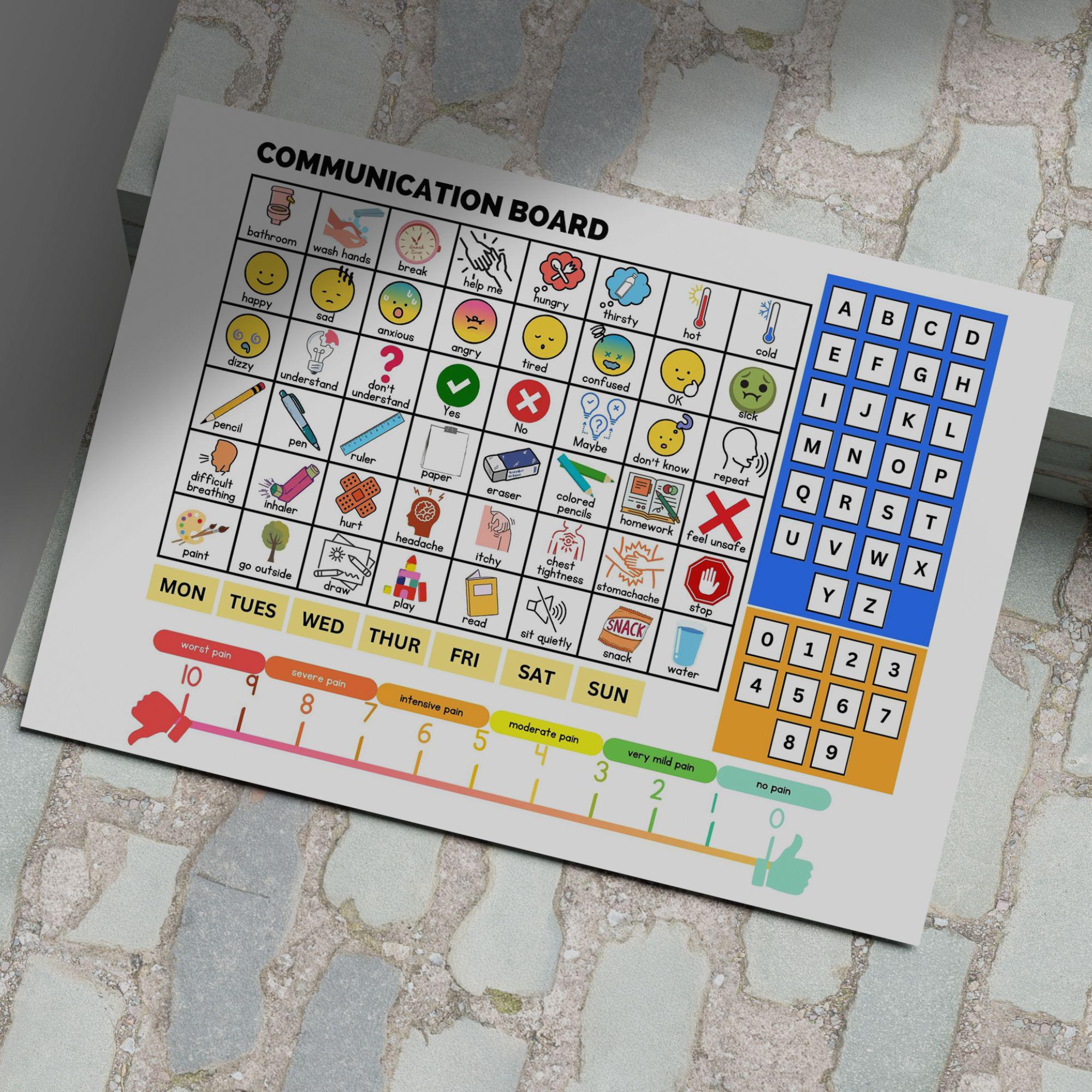 Printable Communication Board for School Environment, Selective Mutism ...