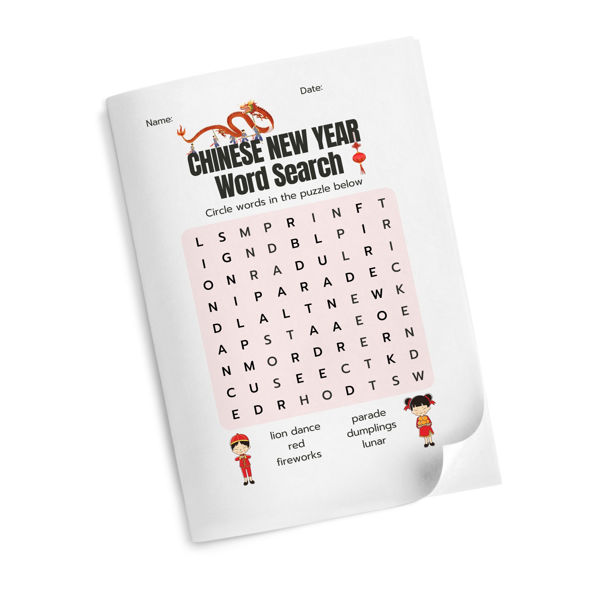 Printable Chinese New Year Worksheet, Chinese New Year Word Search ...