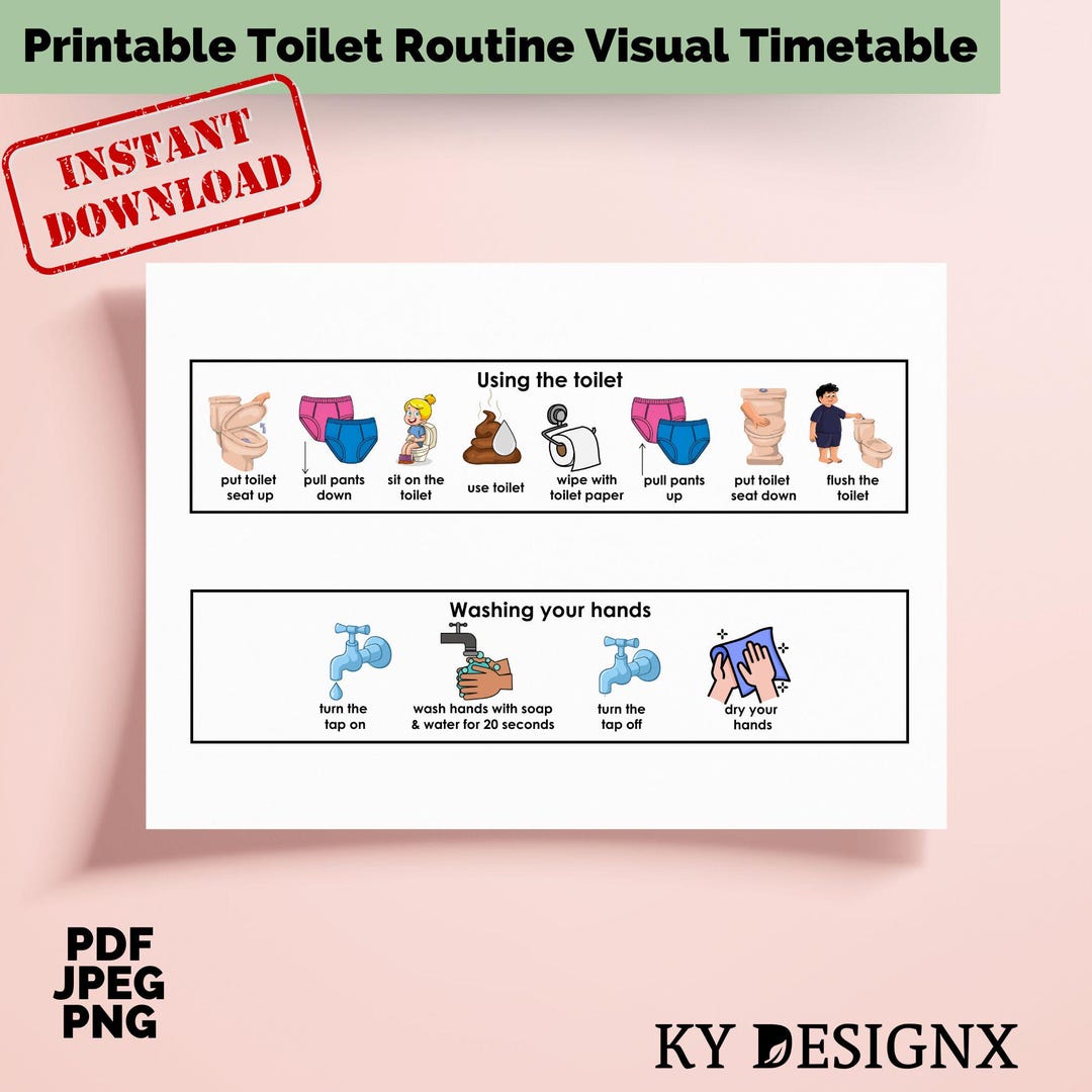 Printable Toilet Routine Visual Timetable, Autism, Toddlers , Learning ...