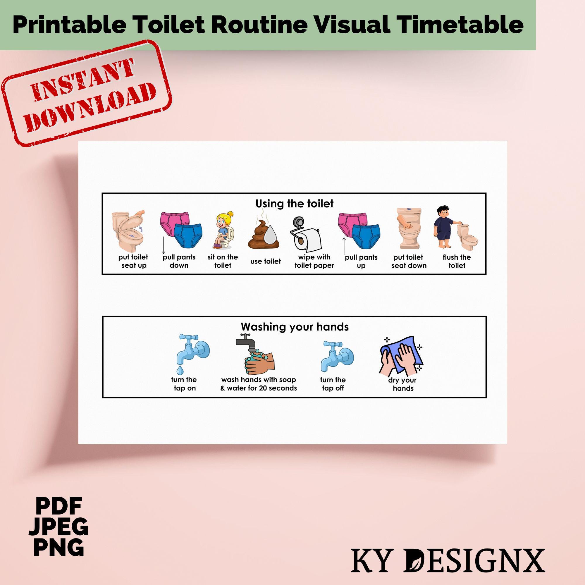 Printable Toilet Routine Visual Timetable, Autism, Toddlers , Learning ...