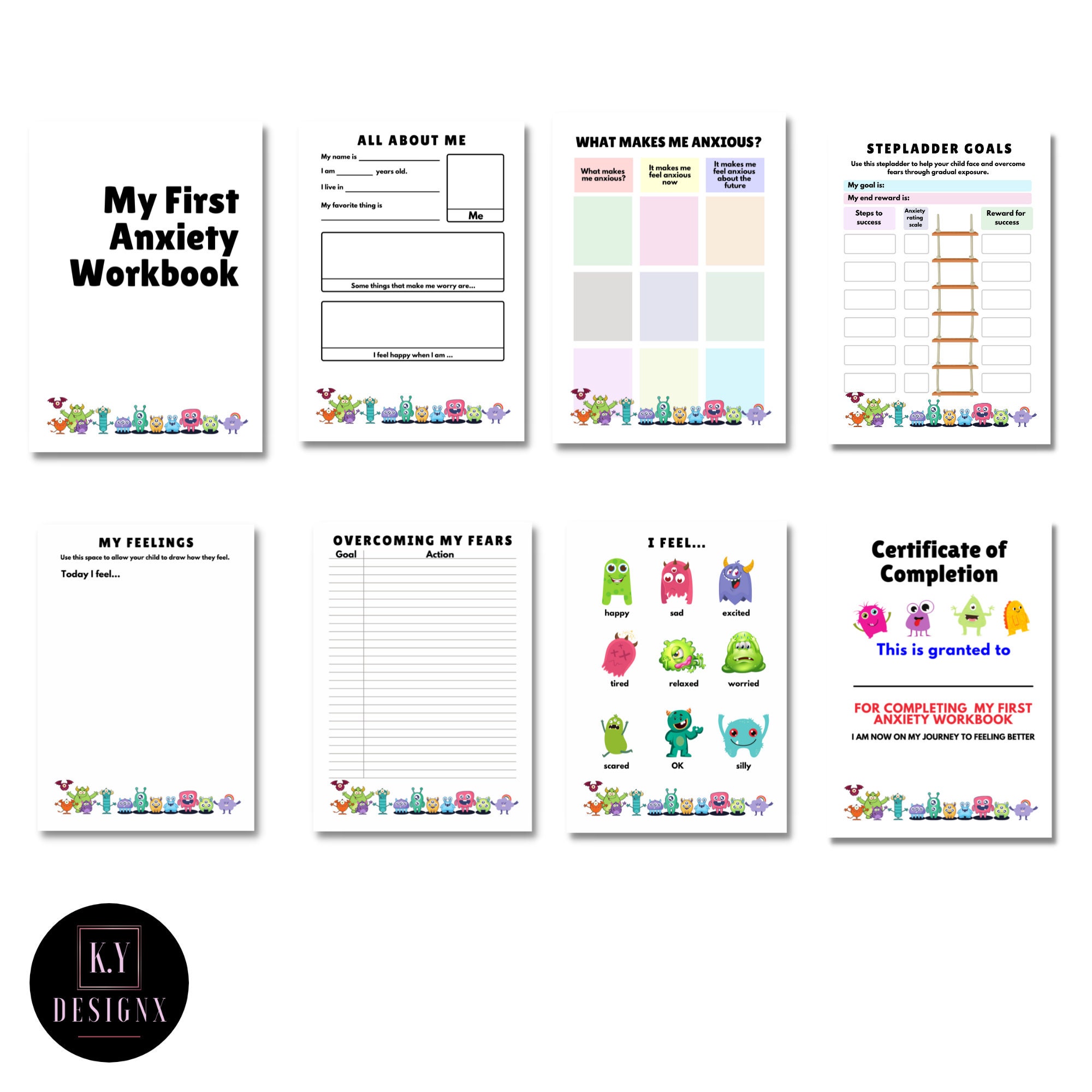 Printable Anxiety Workbook for Kids, Anxiety Worksheets for Children ...