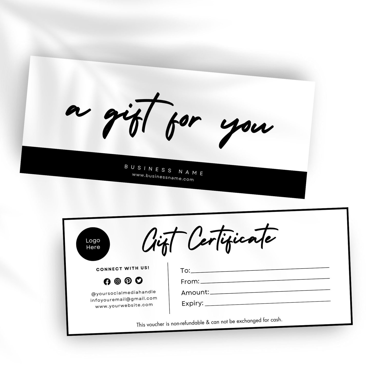 Modern Editable Canva Gift Certificate Template 8.5 by 3.5 Inches, Gift ...