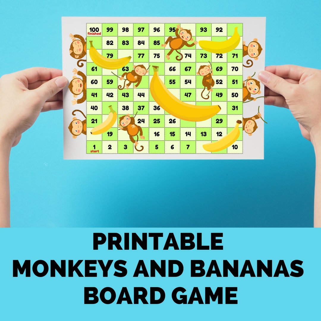 Monkeys and Bananas Printable Board Game, Family Board Game, KIDS Board ...