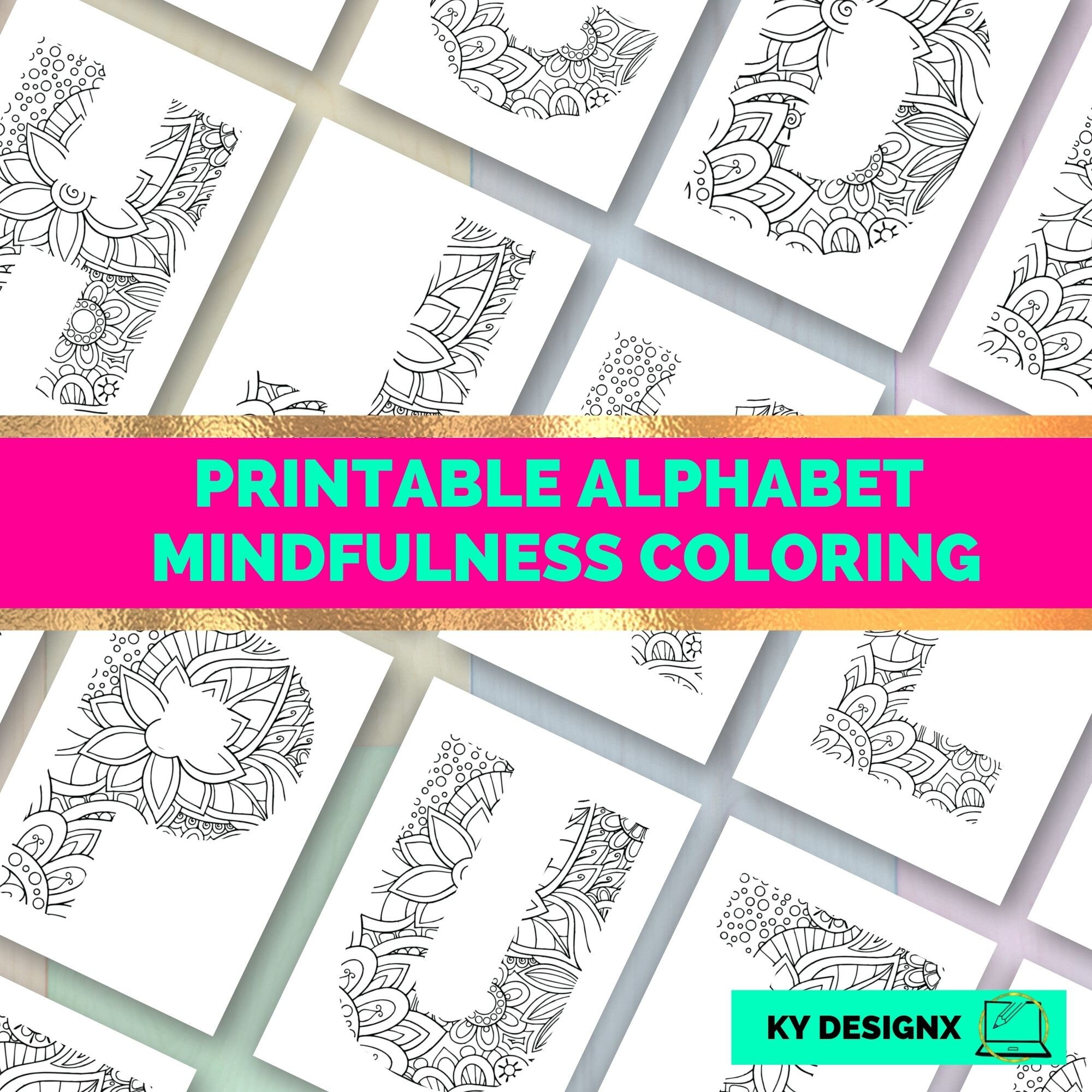 Printable Alphabet Mindfulness Coloring - Pages Adult Coloring Book ...