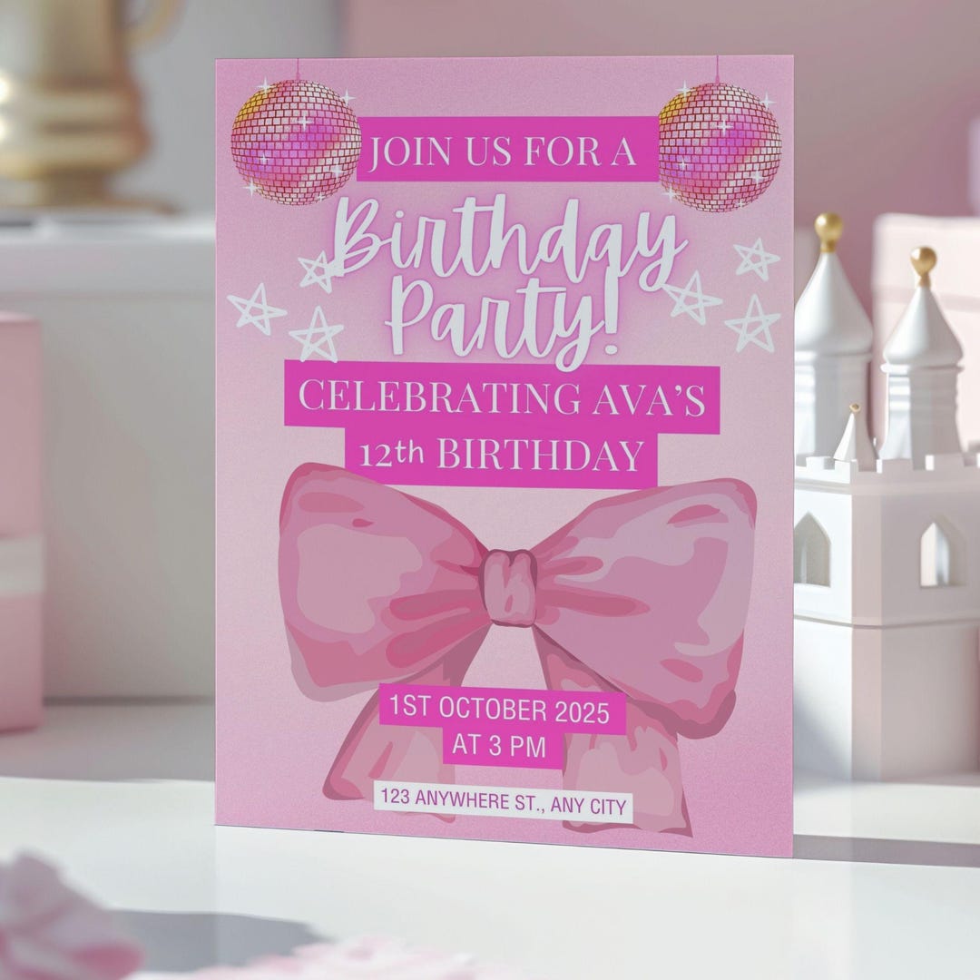 Editable Chic Pink Party Invitation L Printable Canva Glamorous Pink ...