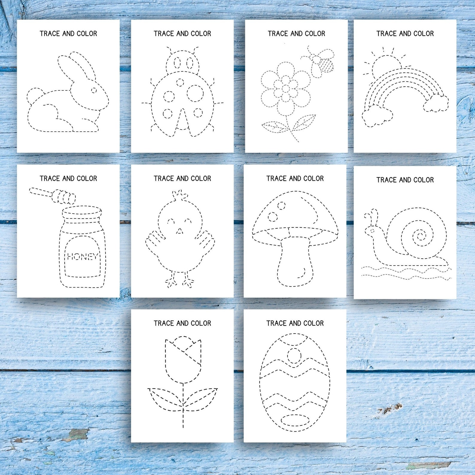 Printable Trace and Color Fine Motor Development Worksheets for ...