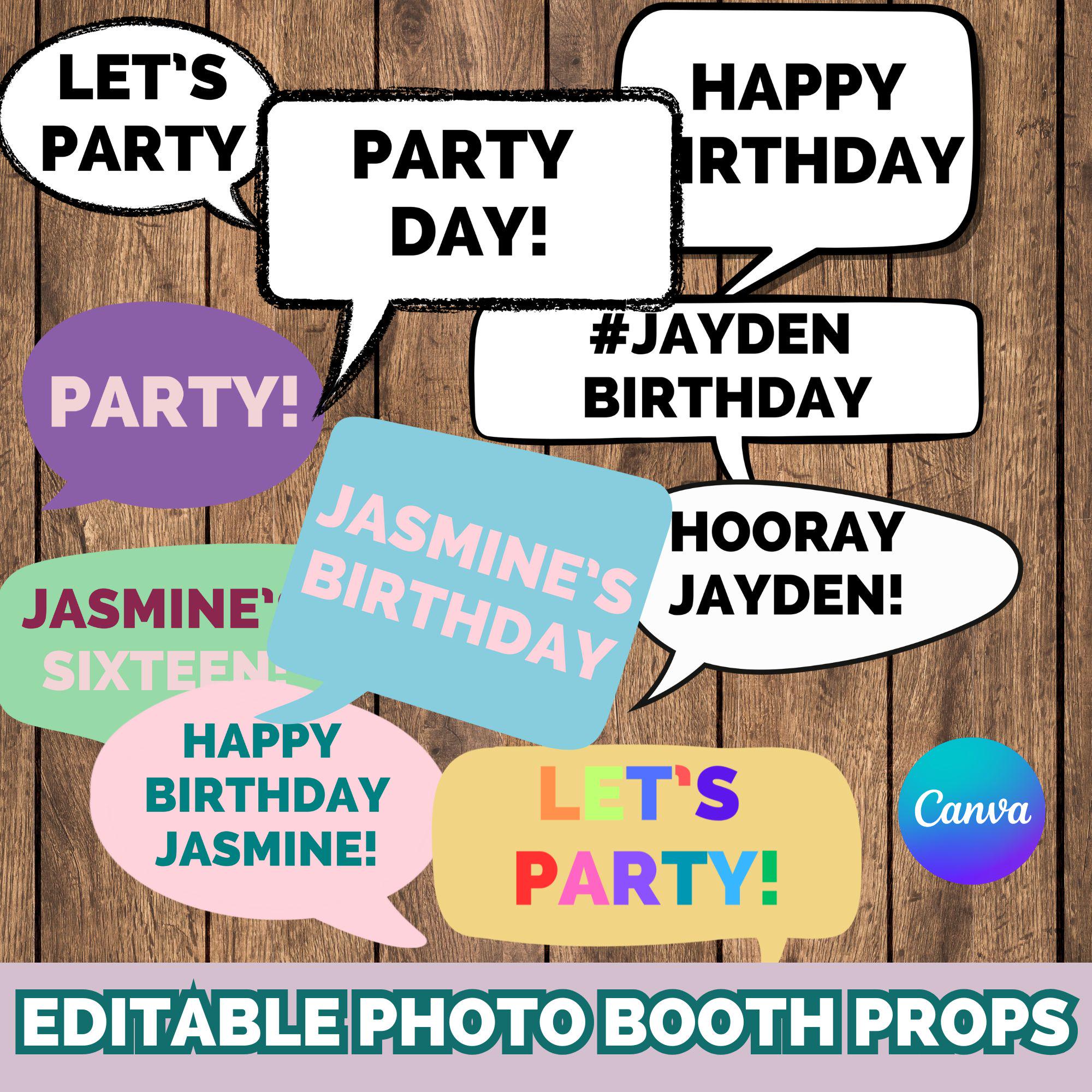 Editable Photo Booth Props, Speech Bubbles, Digital Downloads ...