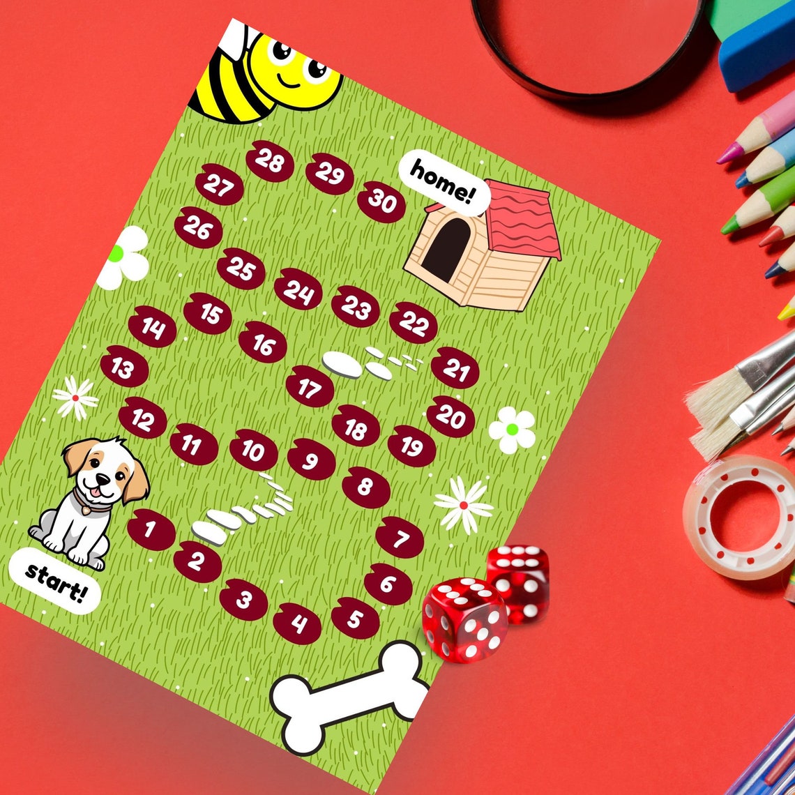 Puppy Printable Board Game, Dog Themed Family Board Game, KIDS Board ...