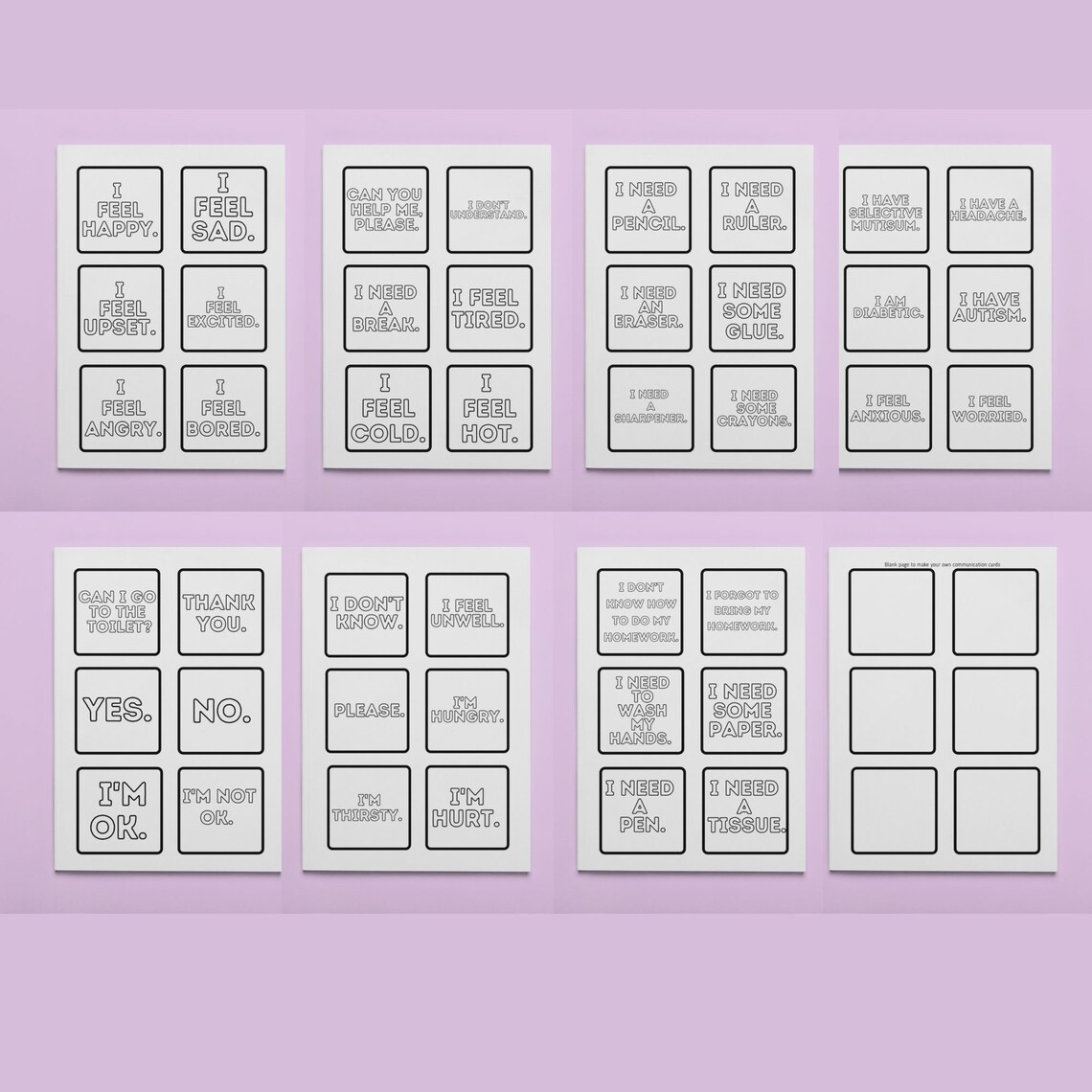 Printable Communication Cards, Selective Mutism, Autism, ADHD, Non ...