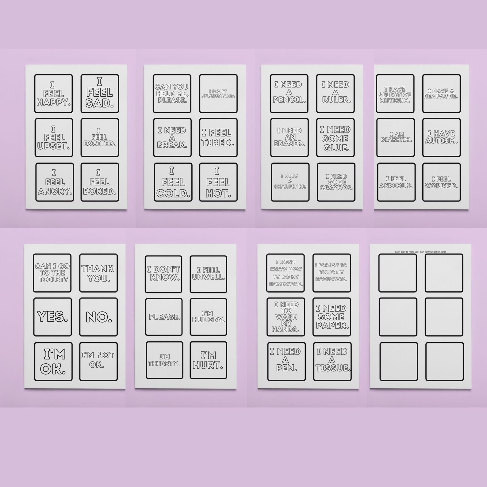 Printable Communication Cards, Selective Mutism, Autism, ADHD, Non ...