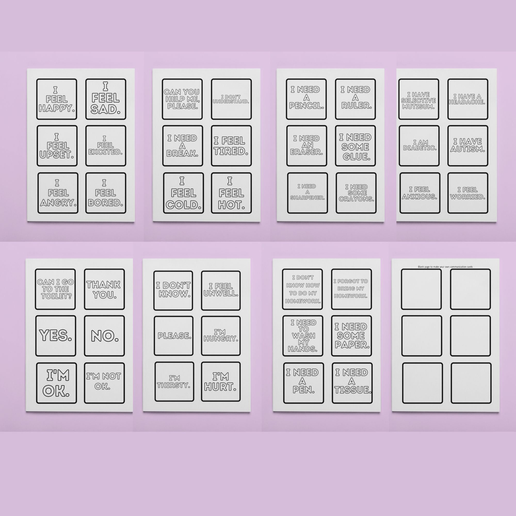 Printable Communication Cards, Selective Mutism, Autism, ADHD, Non ...