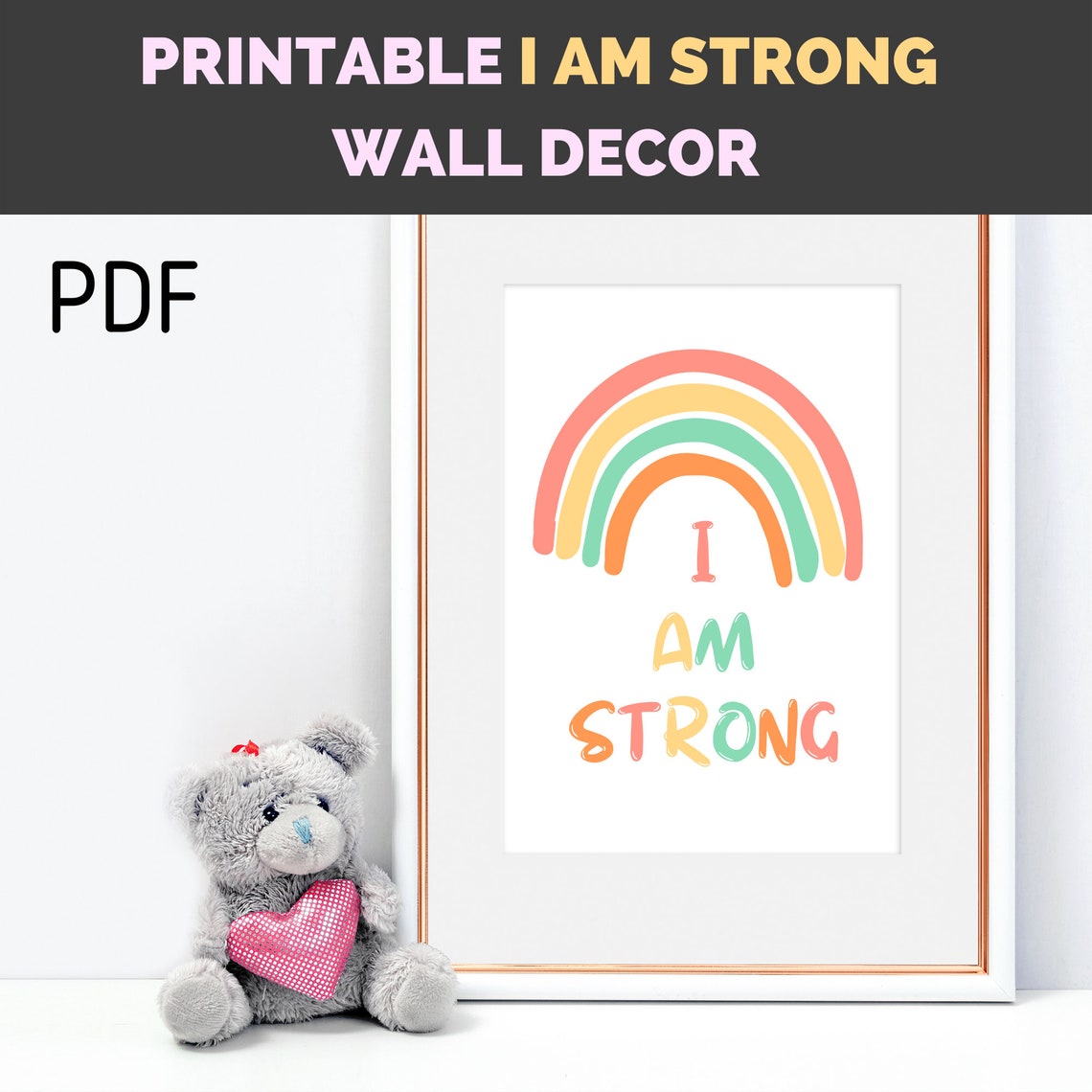 Printable I Am Strong Wall Decor, Children's Affirmations, Selective ...