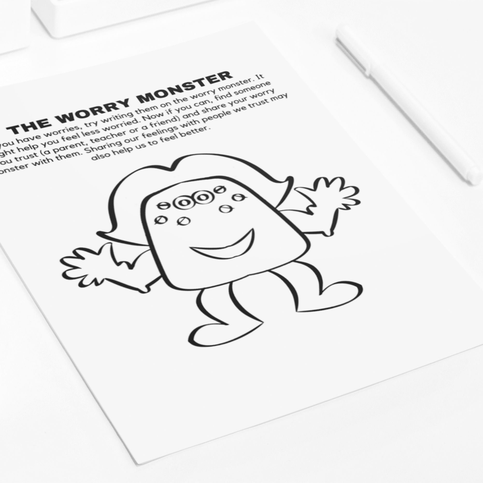 Printable Anxiety Worksheets for Kids - the Worry Monster - Anxiety for ...