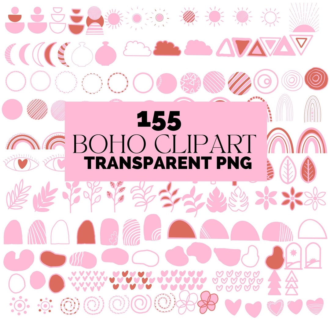 Pink BOHO Hand-drawn Clipart /pink Boho Png Clipart/boho for - Etsy