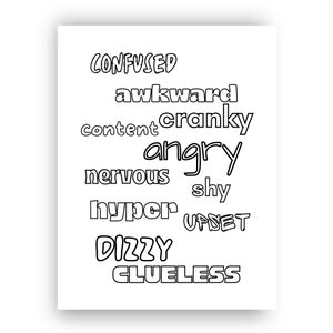 Printable FEELINGS WORKSHEET, Feelings Coloring Page, Selective Mutism ...