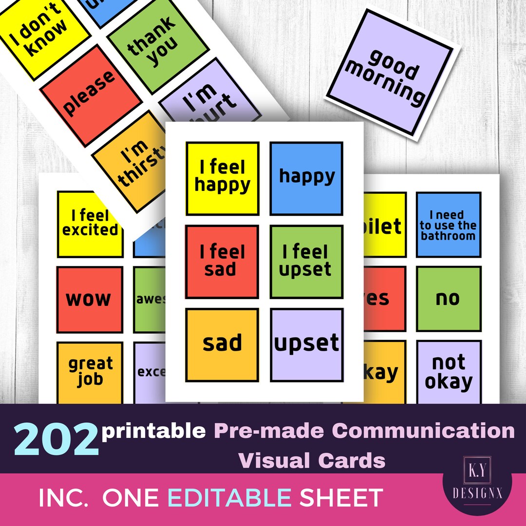 204 Printable Communication Cards for Non-verbal Adults, Autism ...