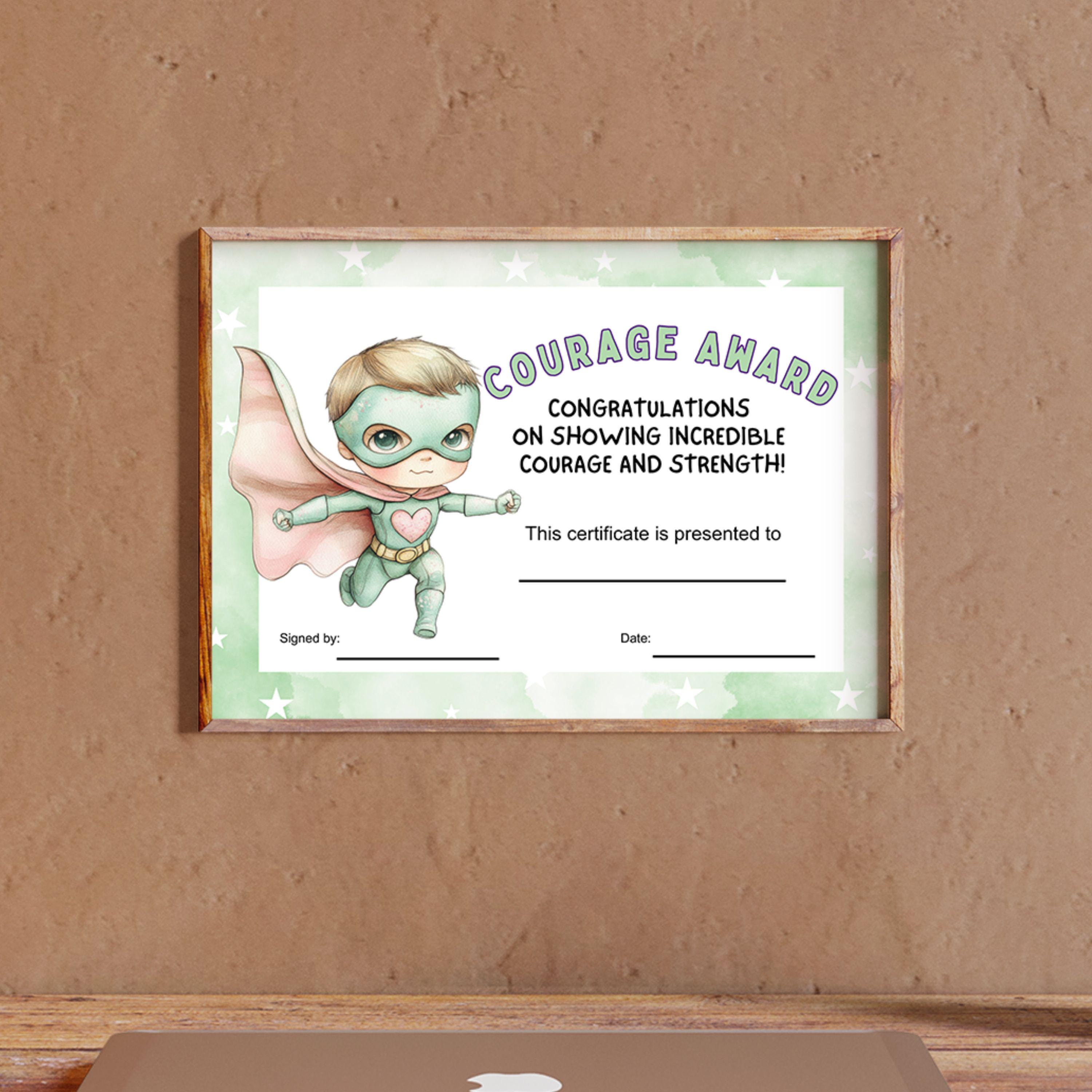 Printable Courage Award - Printable Certificate for Kids - Bravery ...