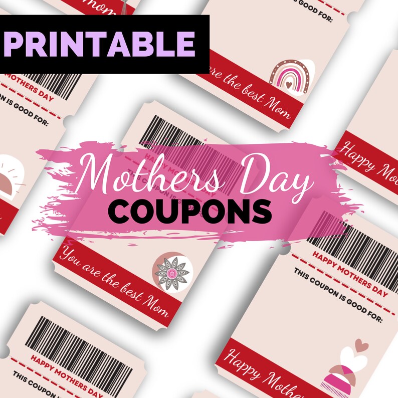Printable Mom Coupon for Mothers Day, Printable Coupons for Mummy, Mom ...