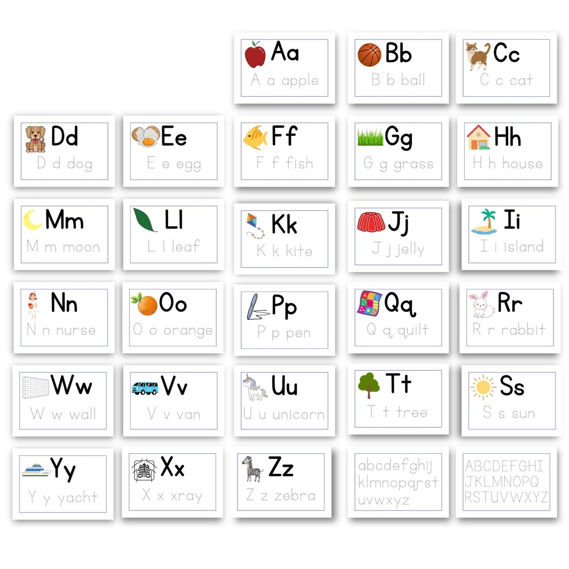 Alphabet Flashcards, ALPHABET Tracing Cards, Letter Formation, Fine ...