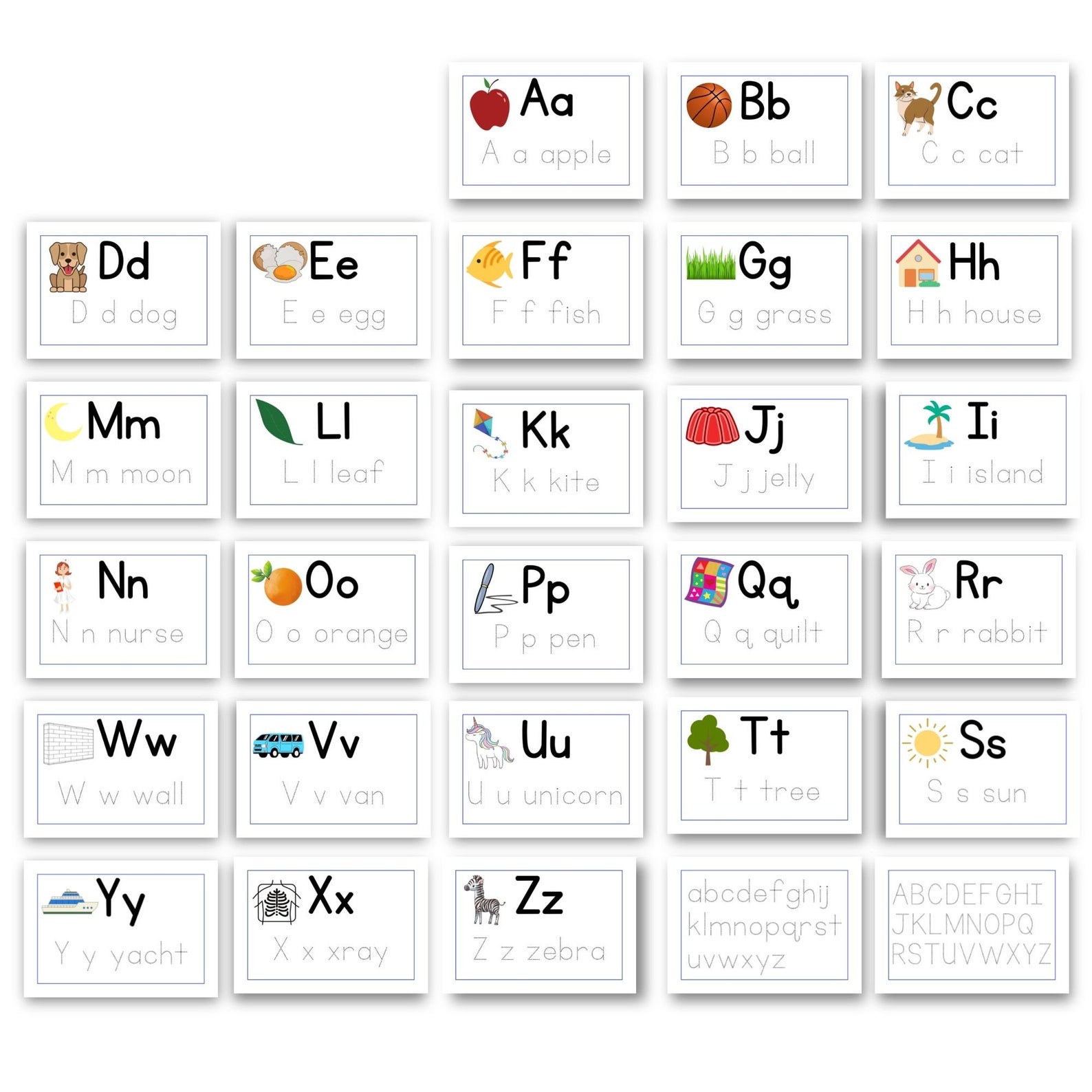 Alphabet Flashcards, ALPHABET Tracing Cards, Letter Formation, Fine ...